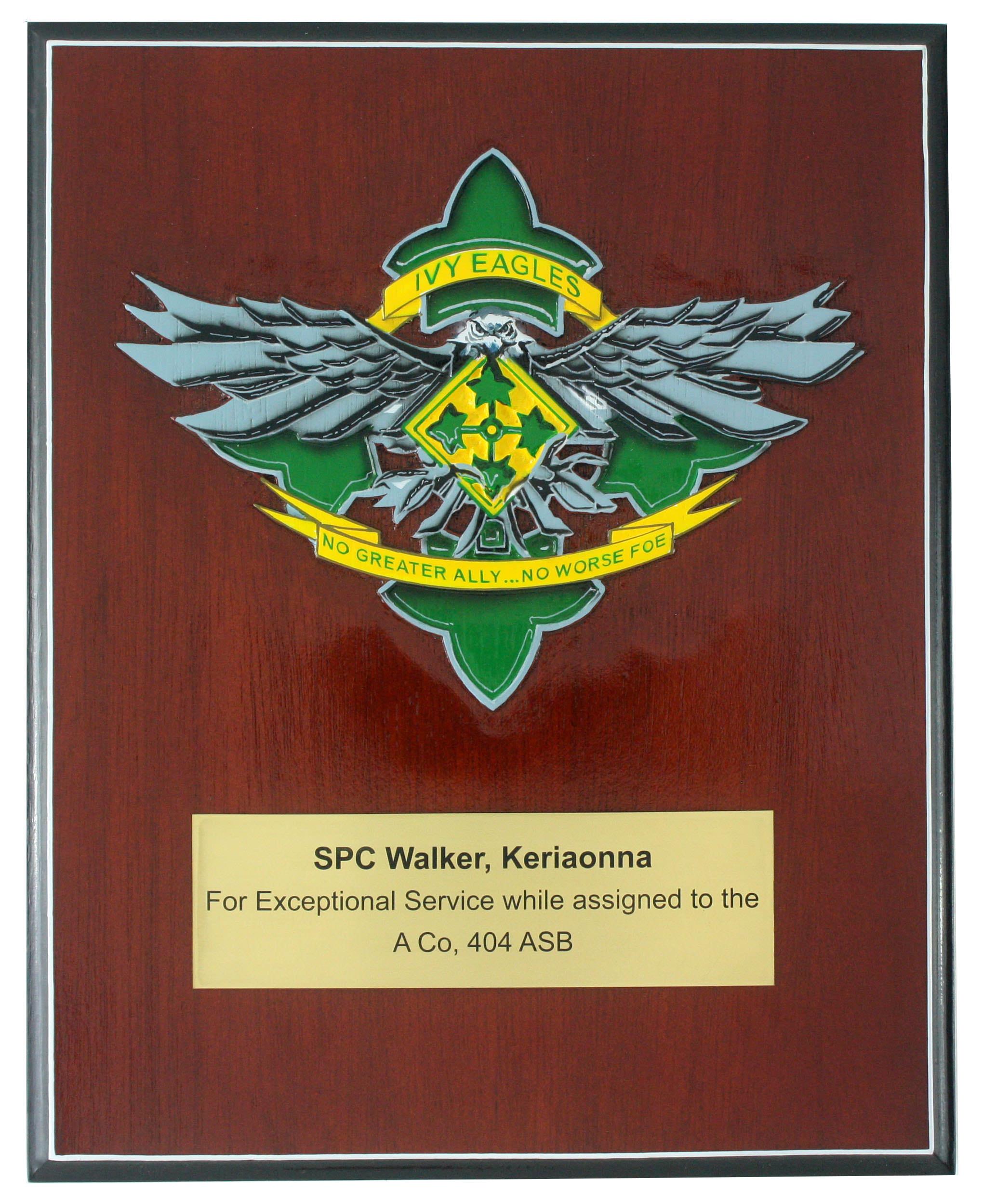 Permanent Change of Station PCS Presentation Plaque